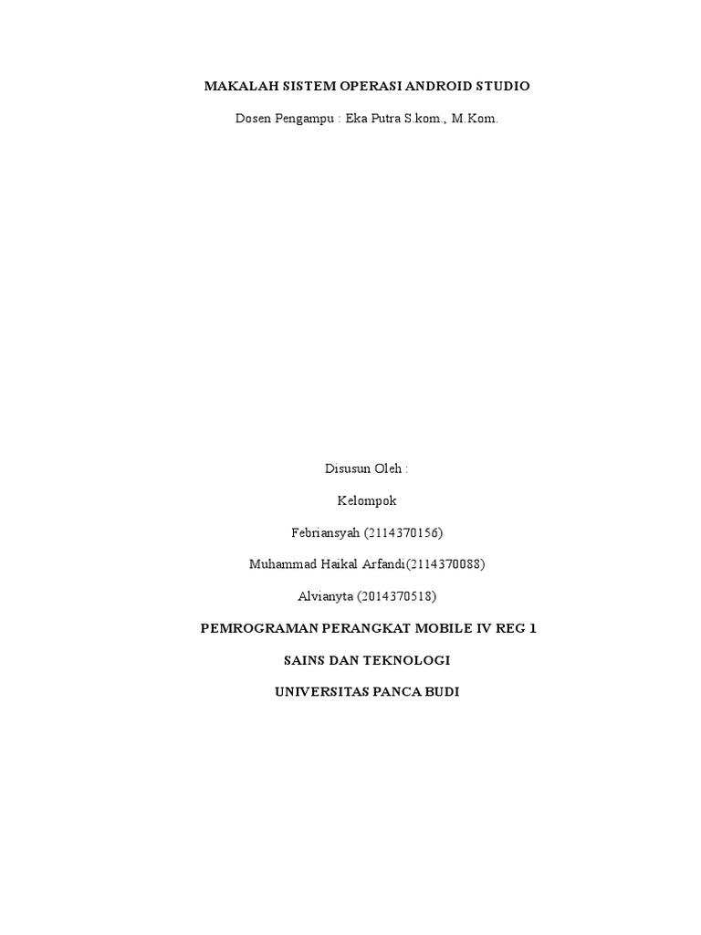 Makalah Sistem Operasi Android Studio | PDF