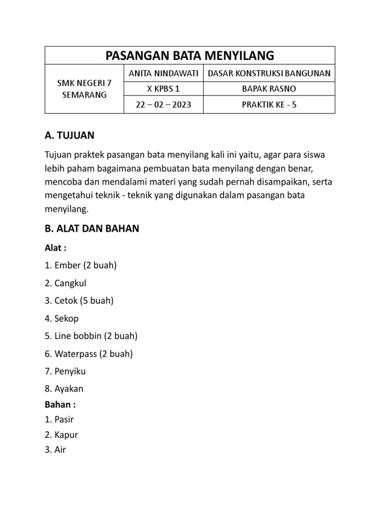 Anita - Laporan Pasangan Bata Menyilang | PDF