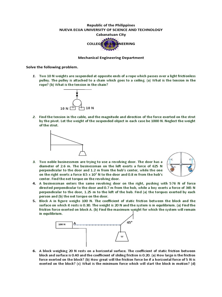 Engineering Mechanics Problems | PDF