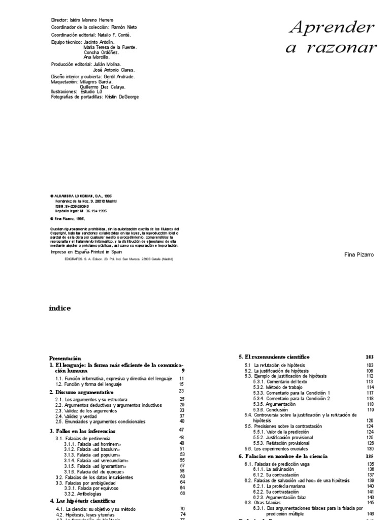 Aprender A Razonar Fina Pizarro | PDF | Falacia | Argumento