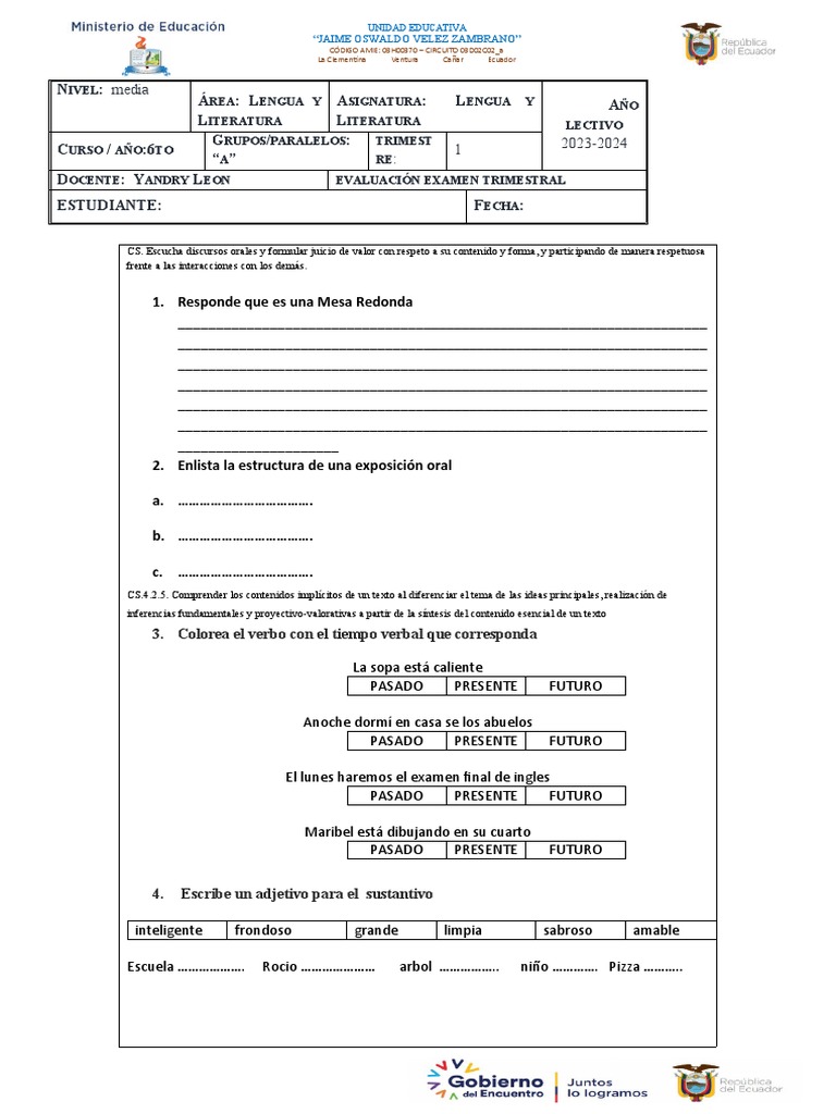 Evaluacion de 6to | PDF