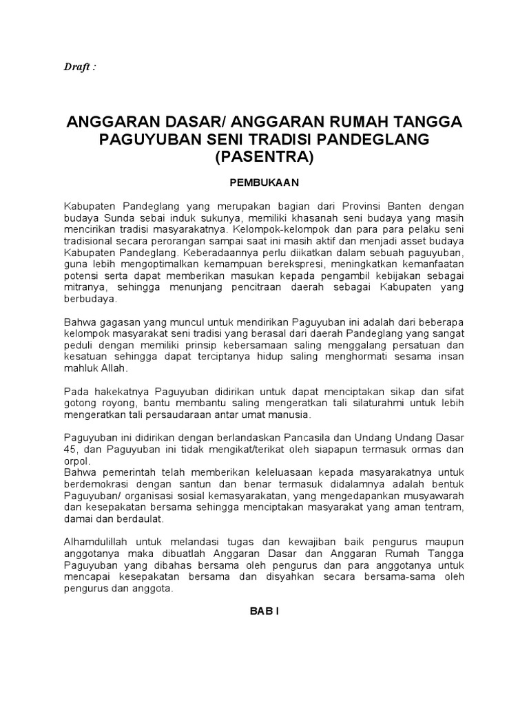 Contoh AD - ART - PAGUYUBAN | PDF