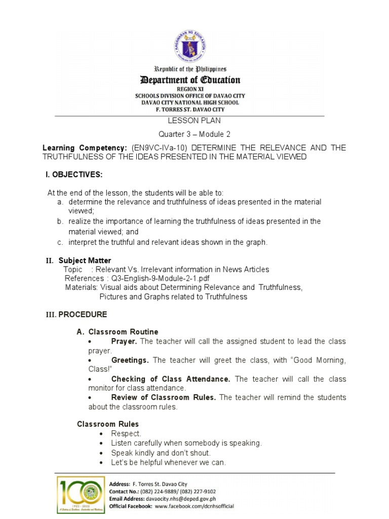 Lesson Plan Module 2 Truthfulness | PDF | Social Science | Science & Mathematics