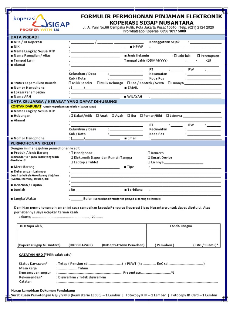 Form Pinjaman Elektronik | PDF