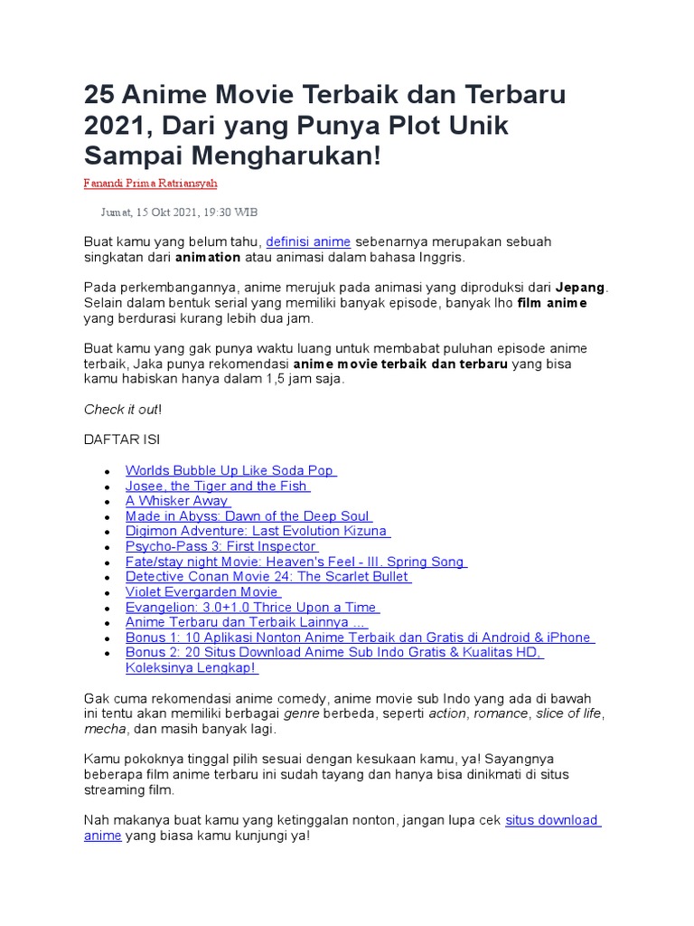 Rekomendasi Anime Movie Terkini | PDF