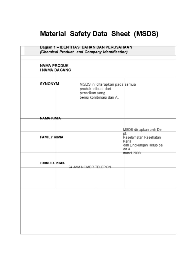 Contoh File Material Safety Data Sheet (MSDS) | PDF