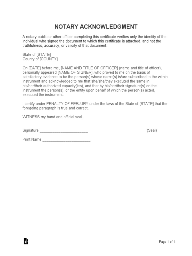 California Notary Acknowledgment Form | PDF