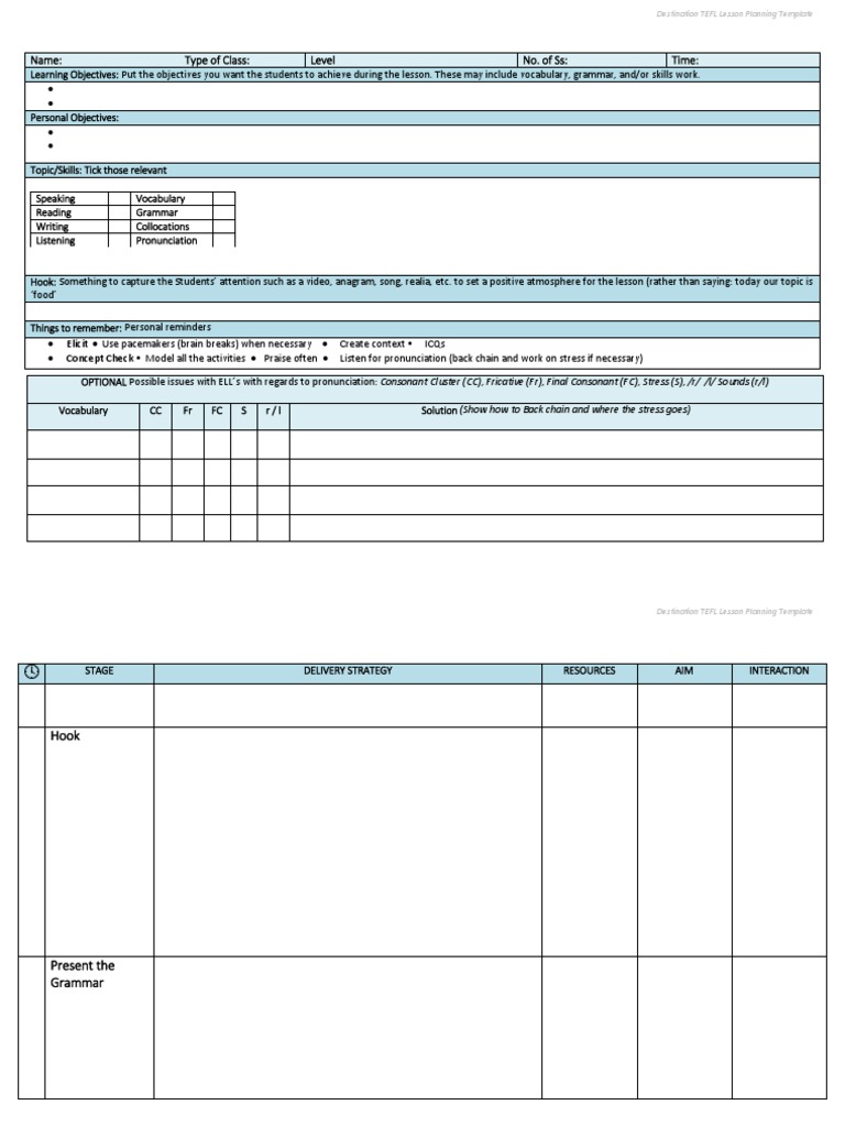 Fast Track - Blank Lesson Plan Template | PDF