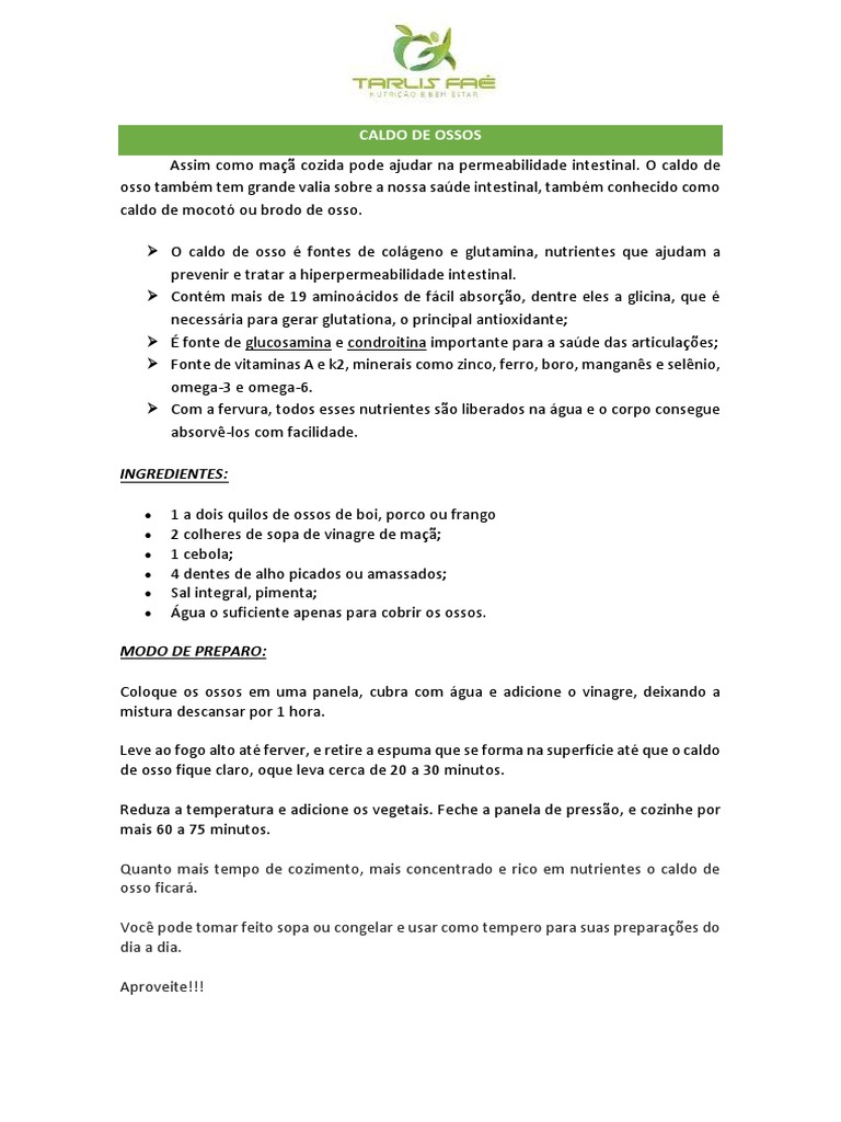 Aula 4 - CALDO+DE+OSSO | PDF