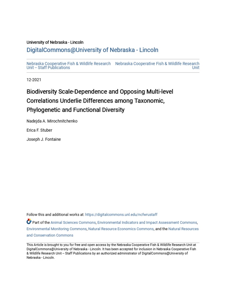 Biodiversity Scale-Dependence and Opposing Multi-Level Correlatio | PDF | Errors And Residuals ...