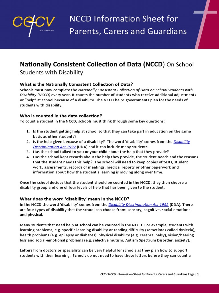 NCCD Information Sheet Parents 1 2 | PDF