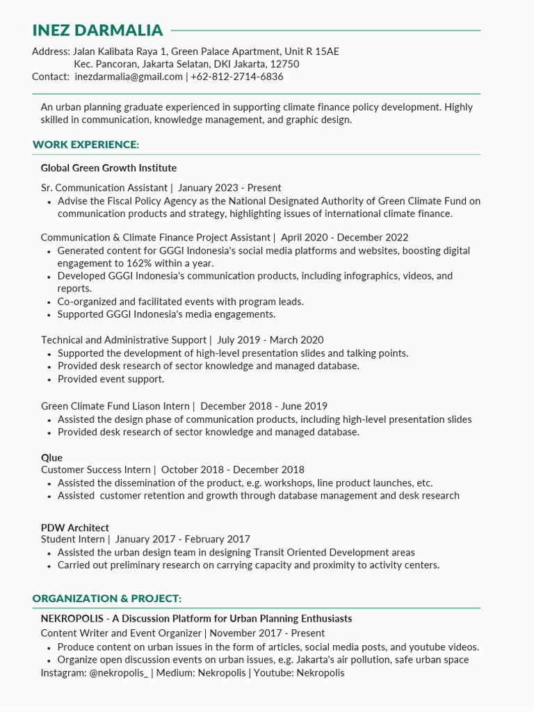 CV Inez Darmalia - Jul 2023 | PDF