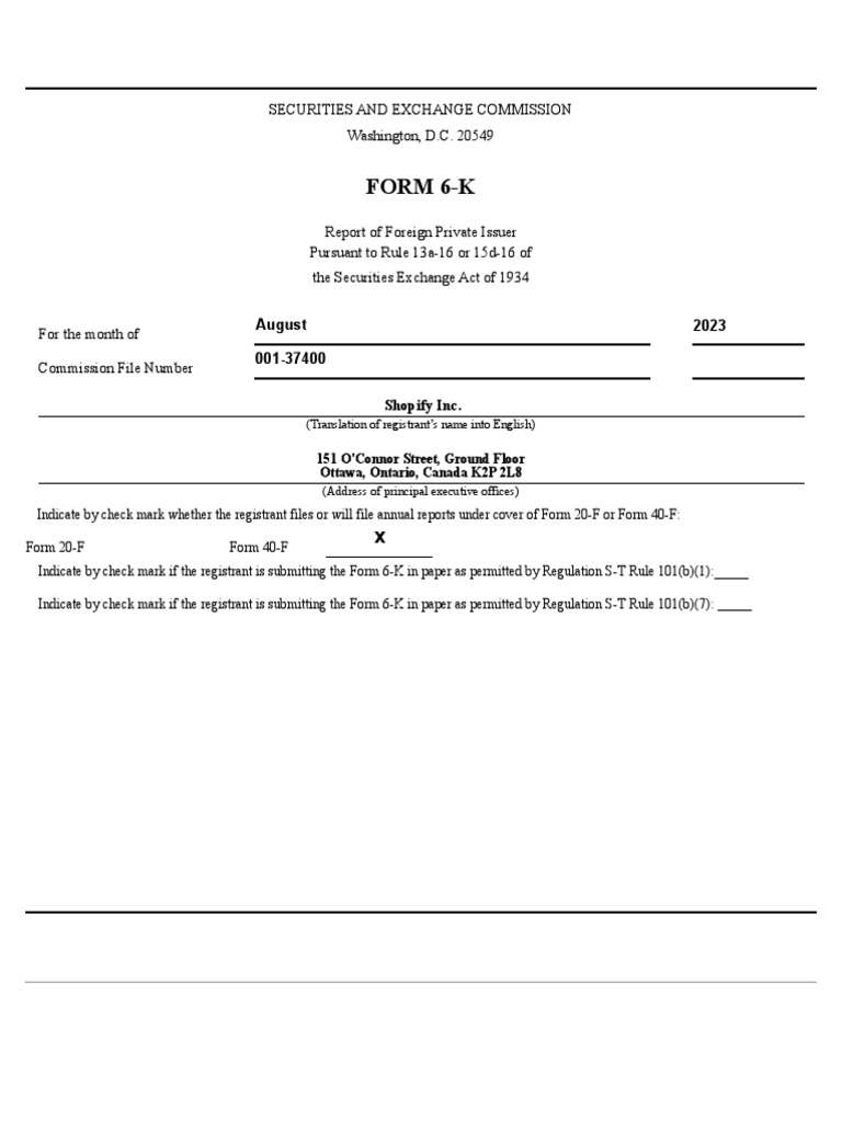 Shopify 2Q23 6k | PDF