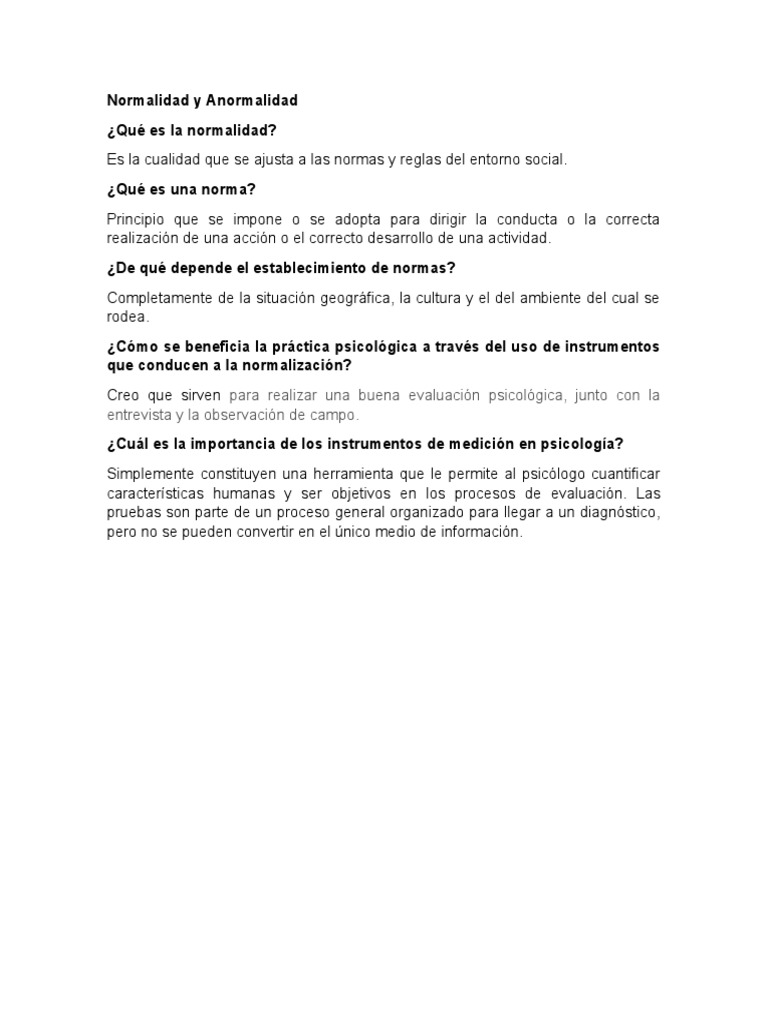 Normalidad y Anormalidad | PDF