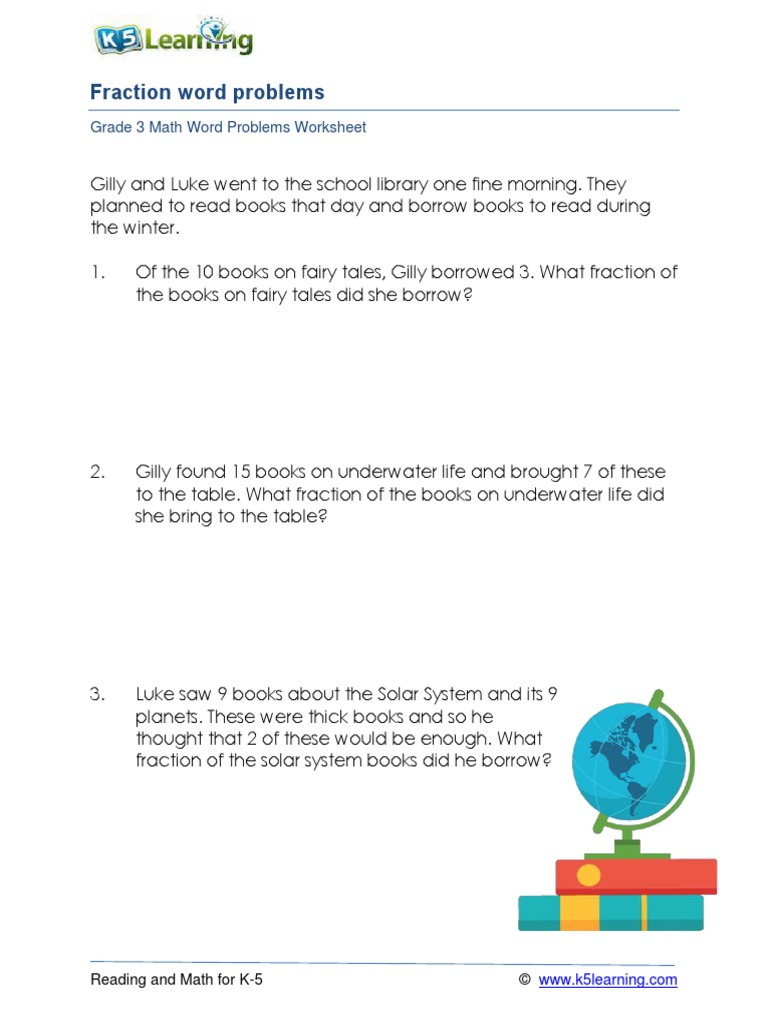 Grade 3 Fraction Word Problems A1 | PDF