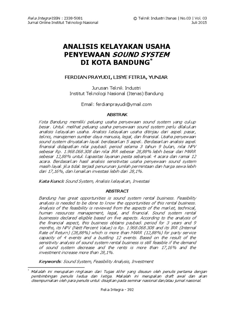 Contoh Proposal Usaha Sewa Sound System 1 | PDF