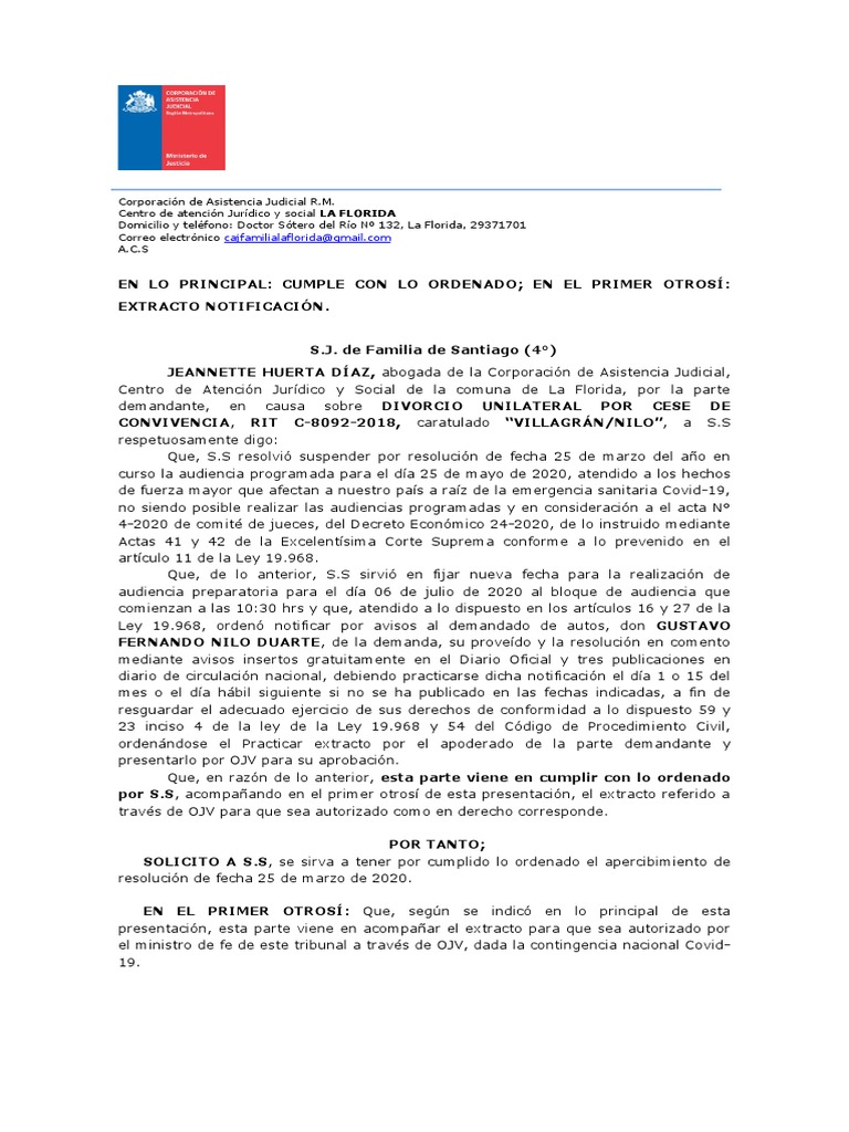 Autorizar Extracto Notif X AVISOS POR OJV (MODELO N°1) | PDF | Derecho