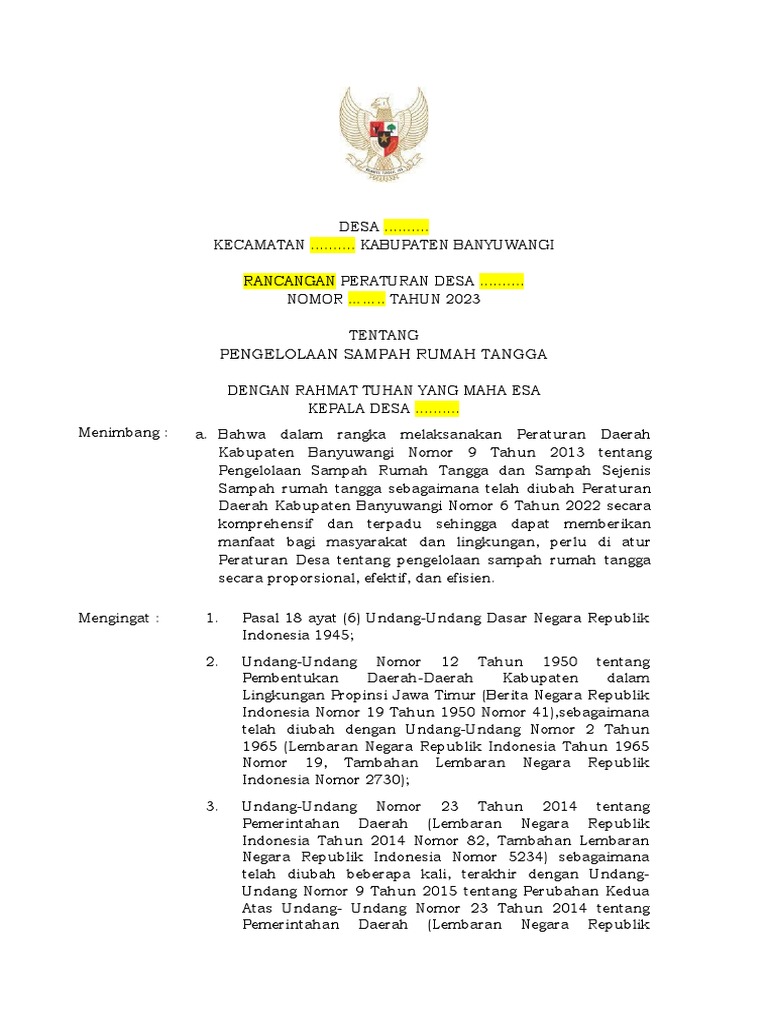 Final - RaPerdes - Pengelolaan Sampah - 2023 - Juli | PDF