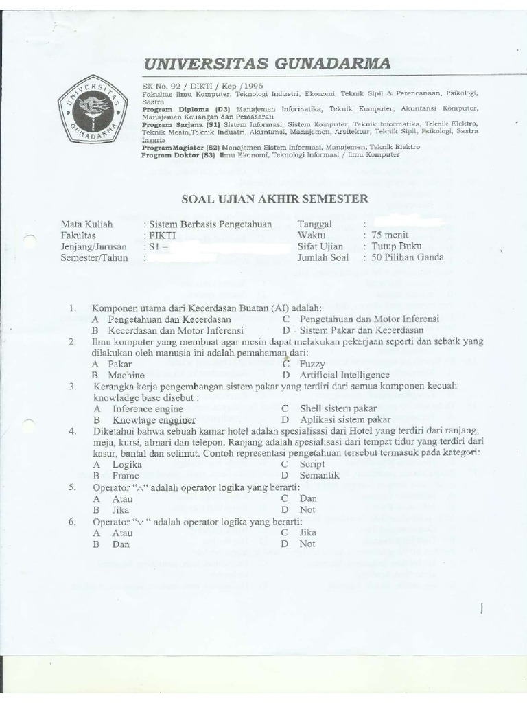 Soal Latihan Uas SBP | PDF