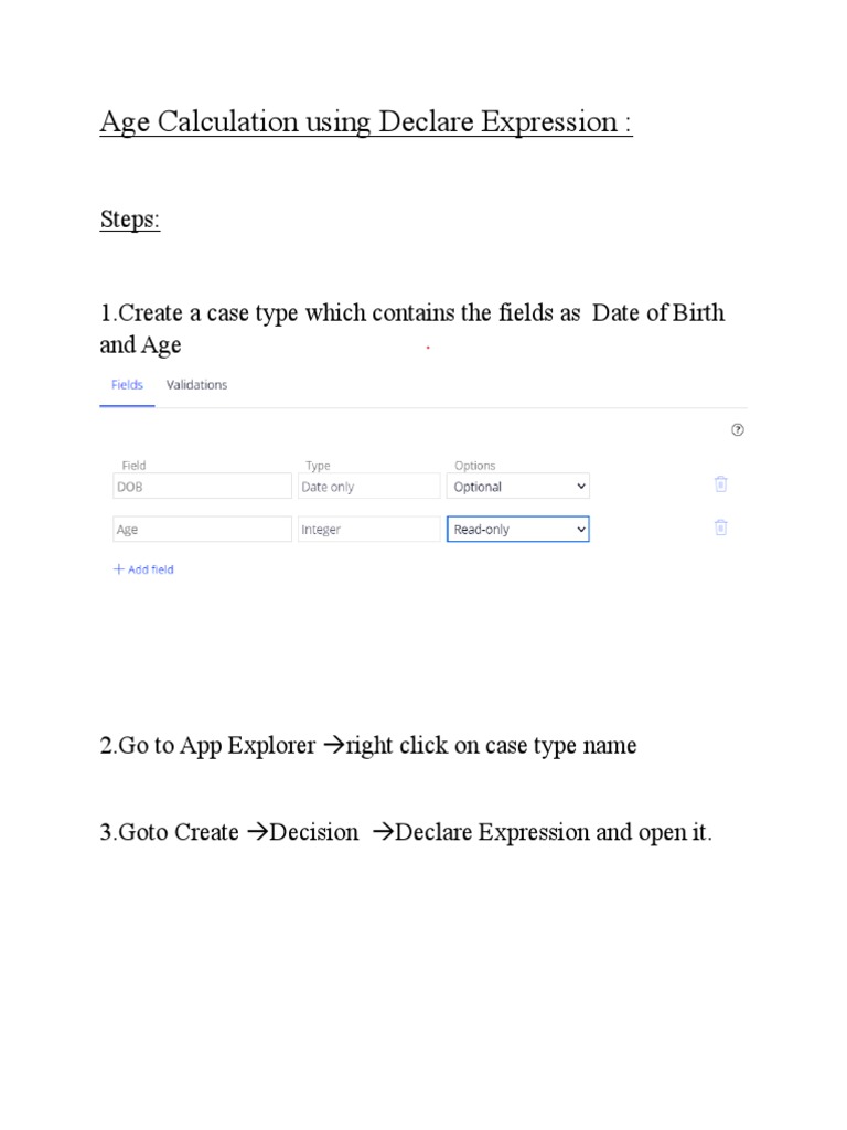 Age Calculation Using Declare Expression Pega | PDF Age Calculation Using Declare Expression Pega | PDF