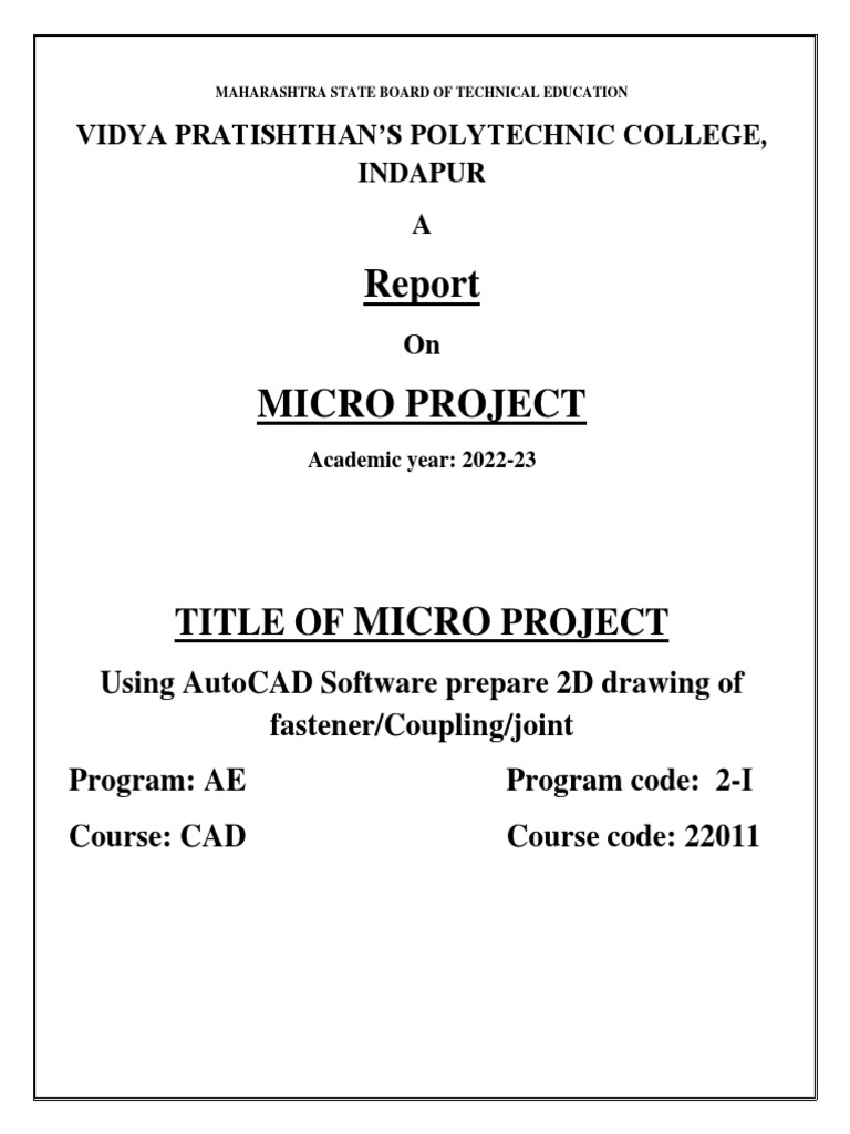 Title of Project: Vidya Pratishthan'S Polytechnic College, Indapur A | PDF