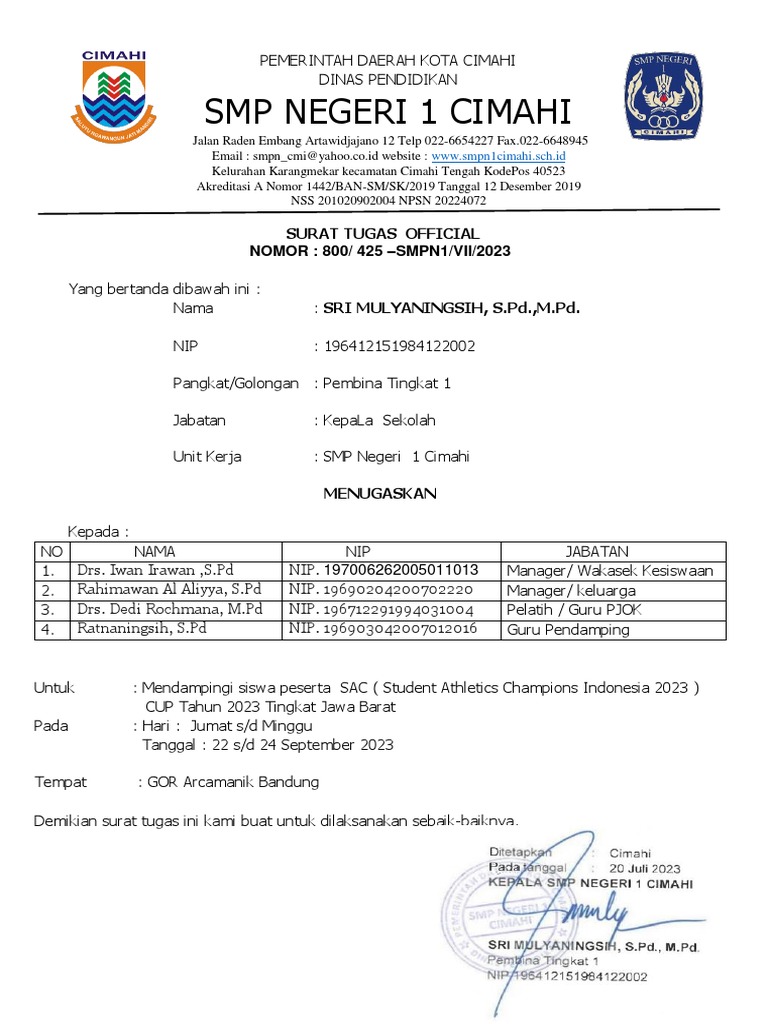 Surat Tugas Official | PDF