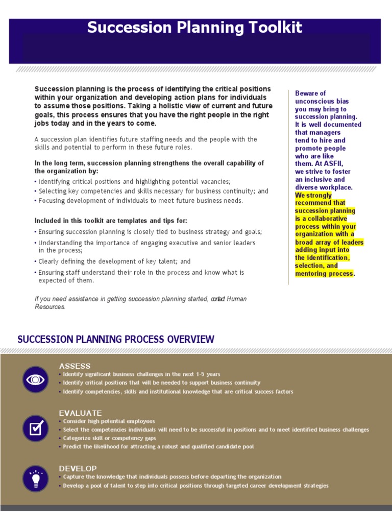 Succession Planning Toolkit Overview | PDF | Mentorship | Strategic ...