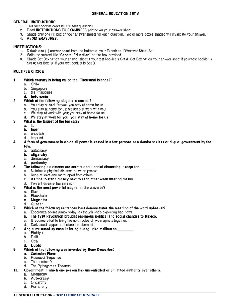 General Education Set A | PDF