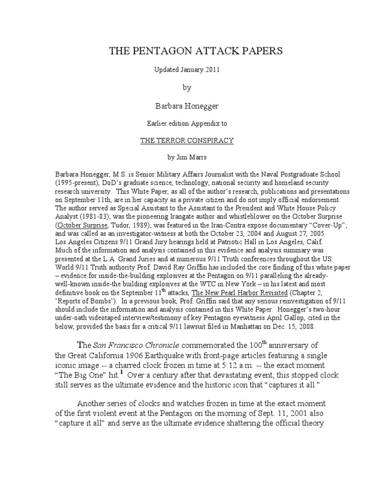The Pentagon Attack Papers Barbara Honegger | PDF | September 11 ...
