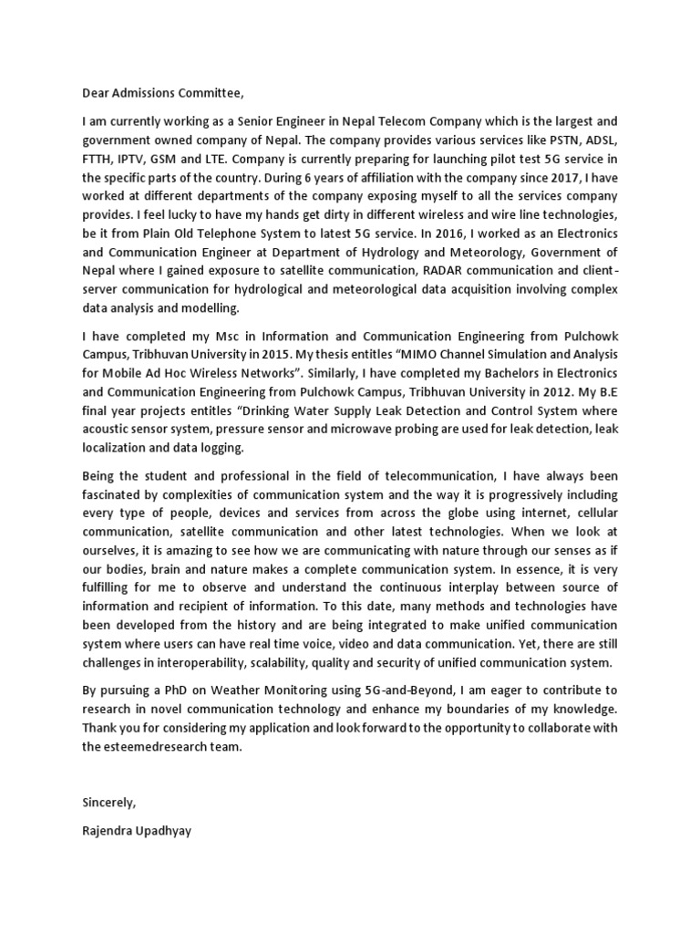 Motivation Letter - Eindhoven | PDF | Telecommunications Engineering ...