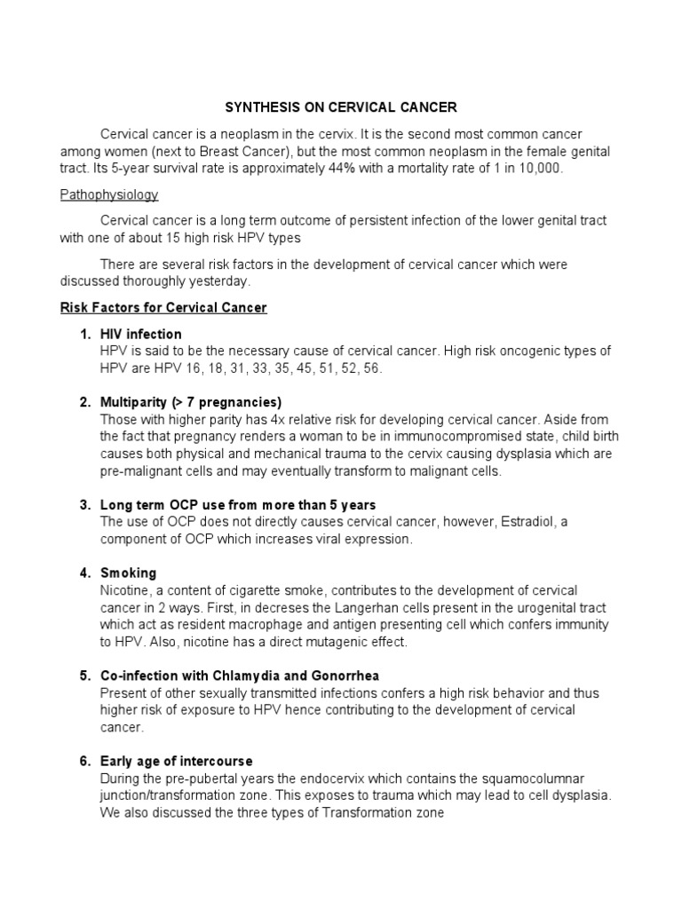 Synthesis Cervical Ca | PDF