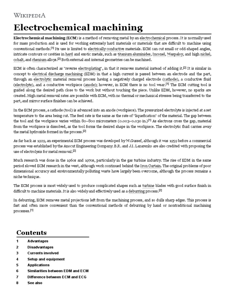 Electrochemical Machining | PDF | Electrical Engineering | Materials Science