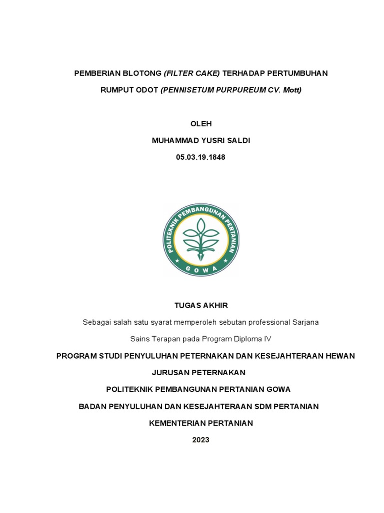 Efektivitas Blotong untuk Rumput Odot | PDF