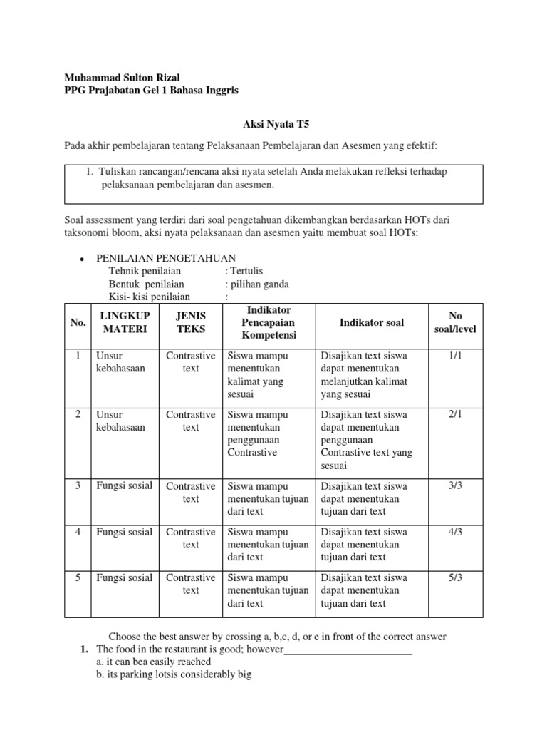 Aksi Nyata Asessment | PDF