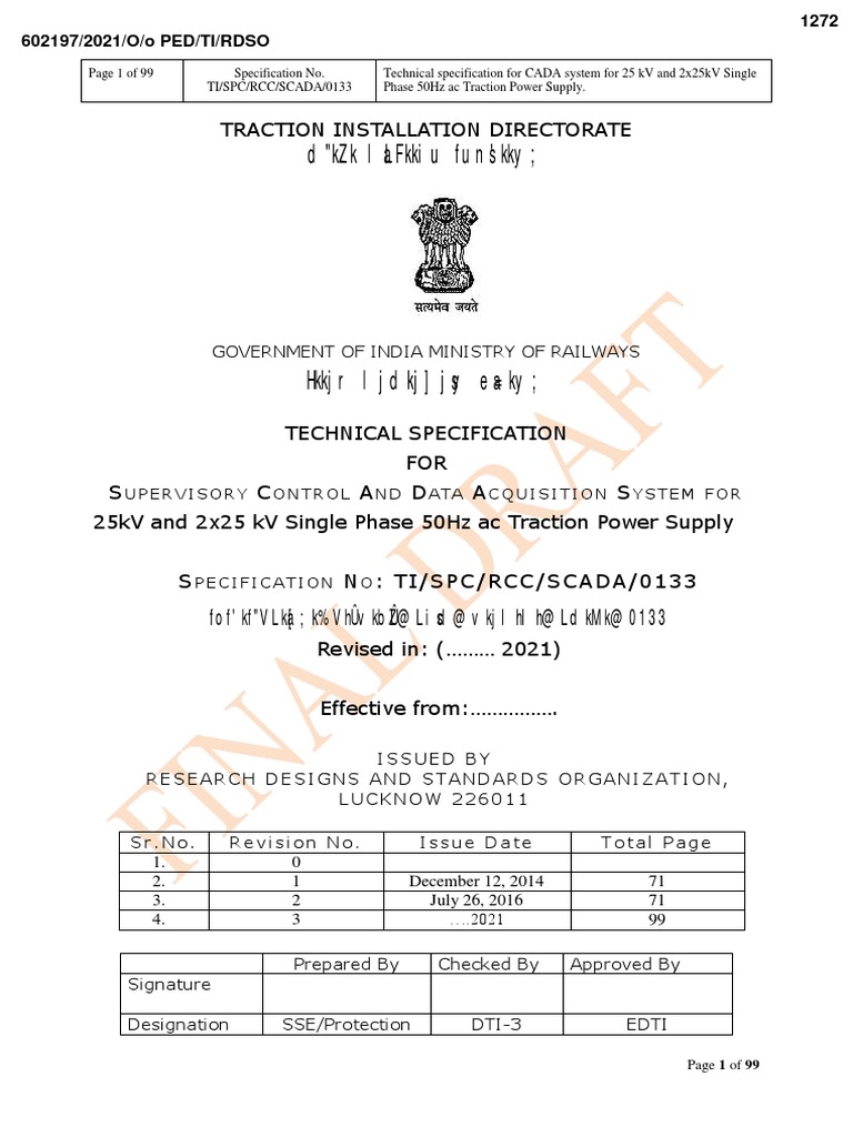 Draft SPC Ti SPC RCC Scada 01333 | PDF