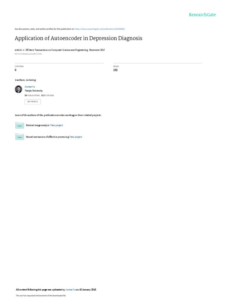 Application of Autoencoder in Depression Diagnosis | PDF