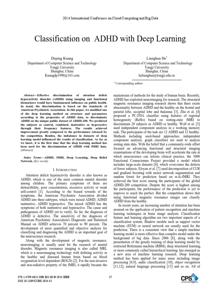 Classification On ADHD With Deep Learning | PDF | Attention Deficit ...