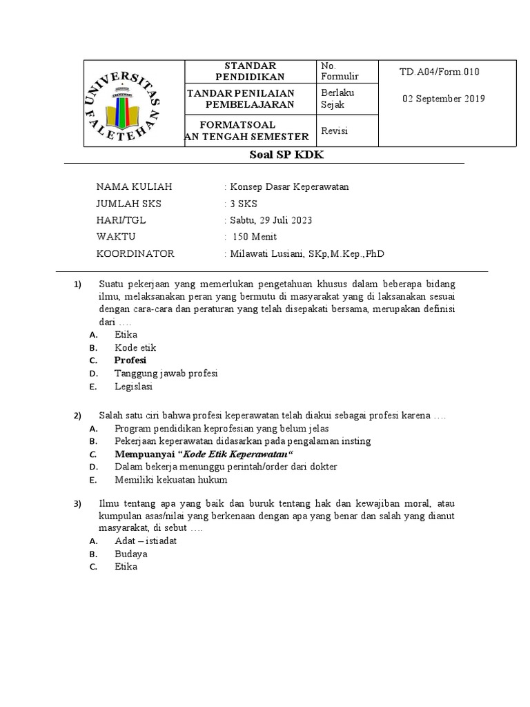 Soal SP KDK Fix | PDF