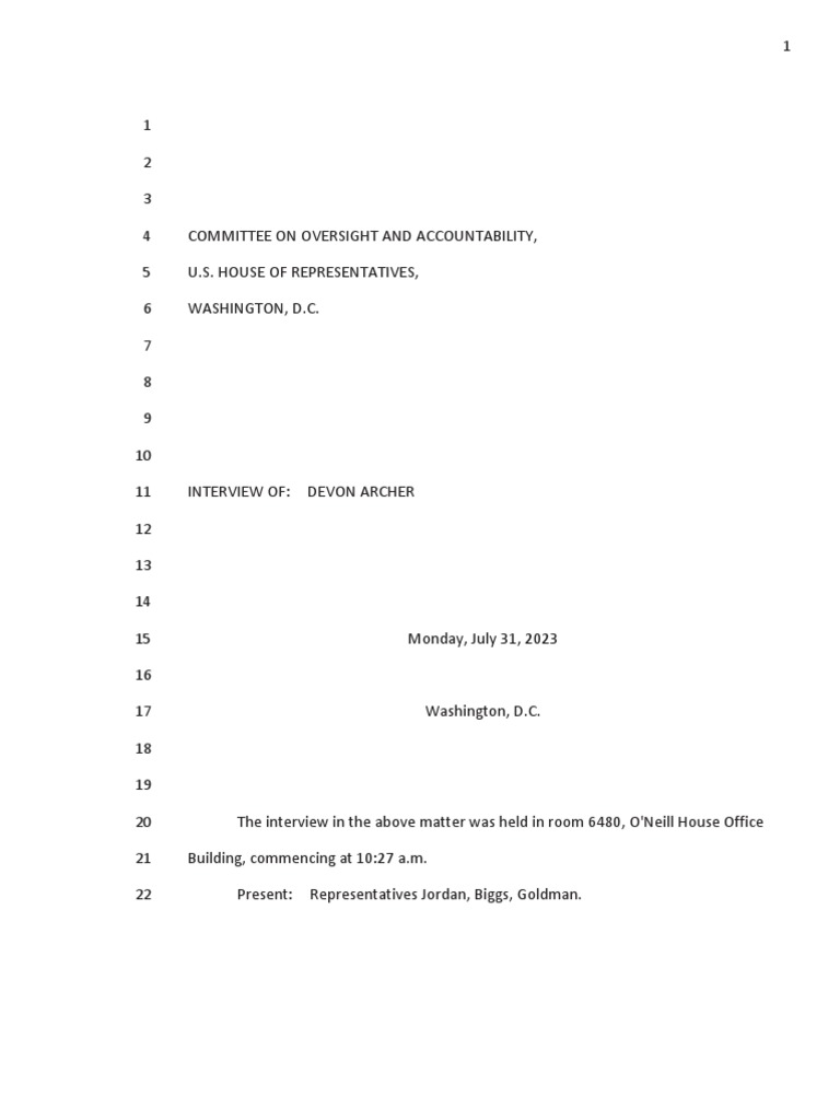 Devon Archer Transcript | PDF