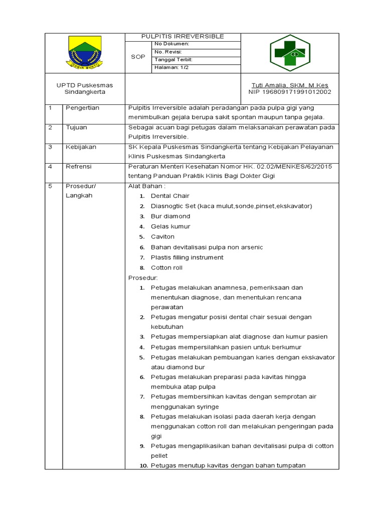 Sop Pulpitis Irreversible | PDF | Sains & Matematika