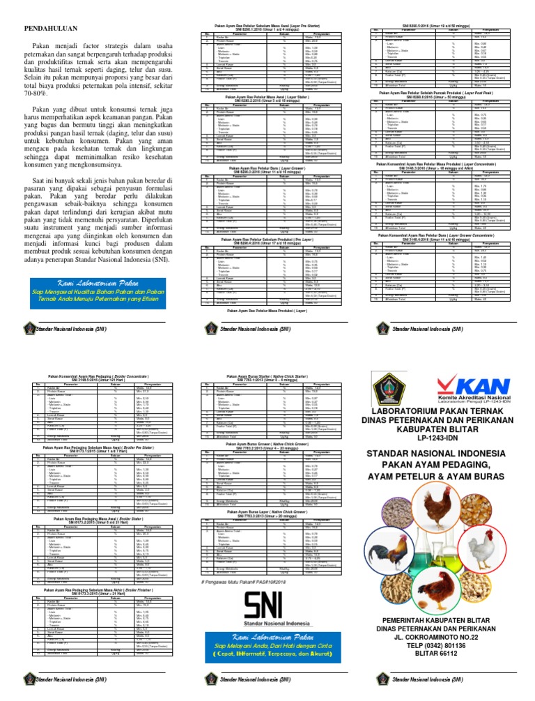 Leaflet Pakan SNI Unggas 2018 | PDF
