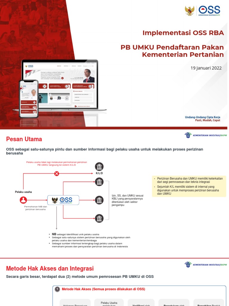 Implementasi OSS RBA PB UMKU Pendaftaran Pakan | PDF