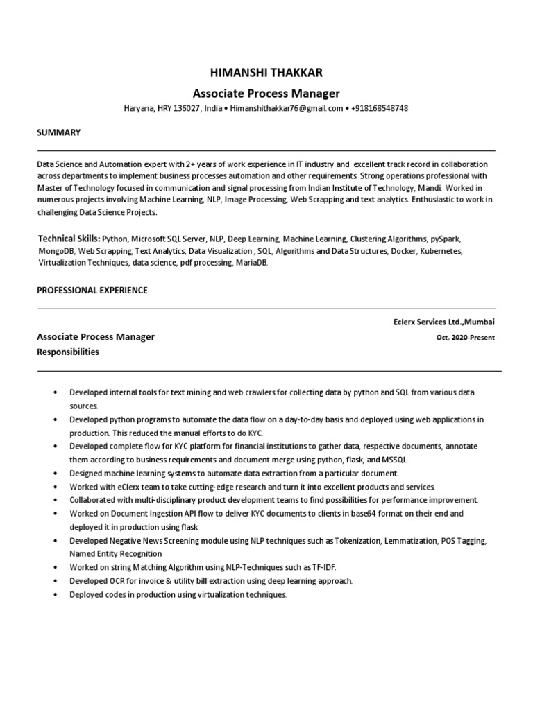 Himanshi Thakkar Resume | PDF