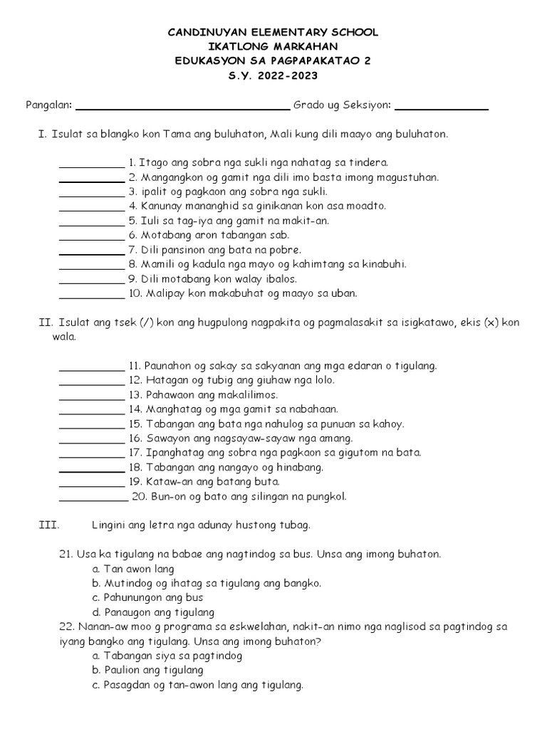 2nd Grading - Periodical Test | PDF