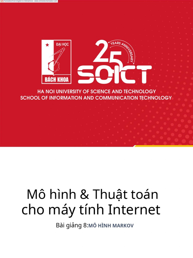 SoICT-Eng - ProbComp - Lec 8 - Markov Models - En.vi | PDF