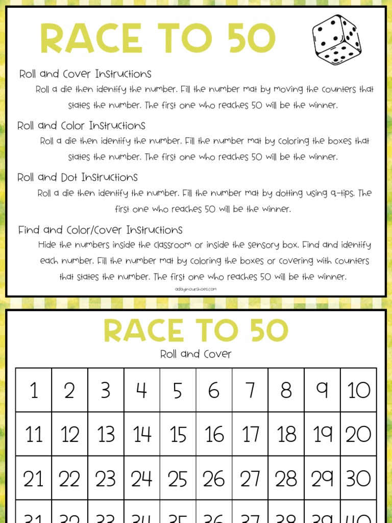 Race To 50: Roll and Cover Instructions | PDF