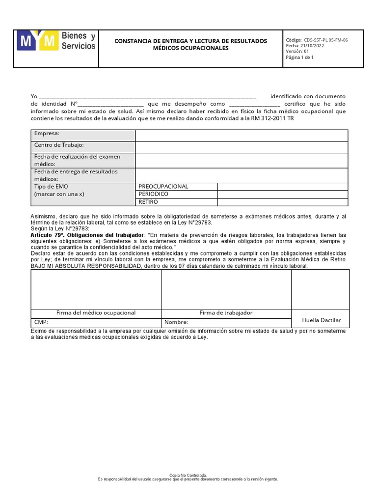 CDS-SST-PL-05-FM-06 Constancia de Entrega y Lectura de Los Resultado ...