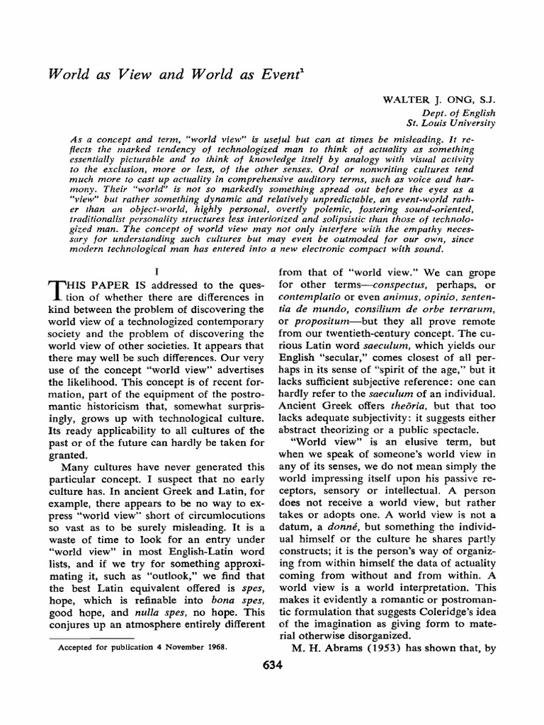 Understanding World Views and Events | PDF | Senses | Experience