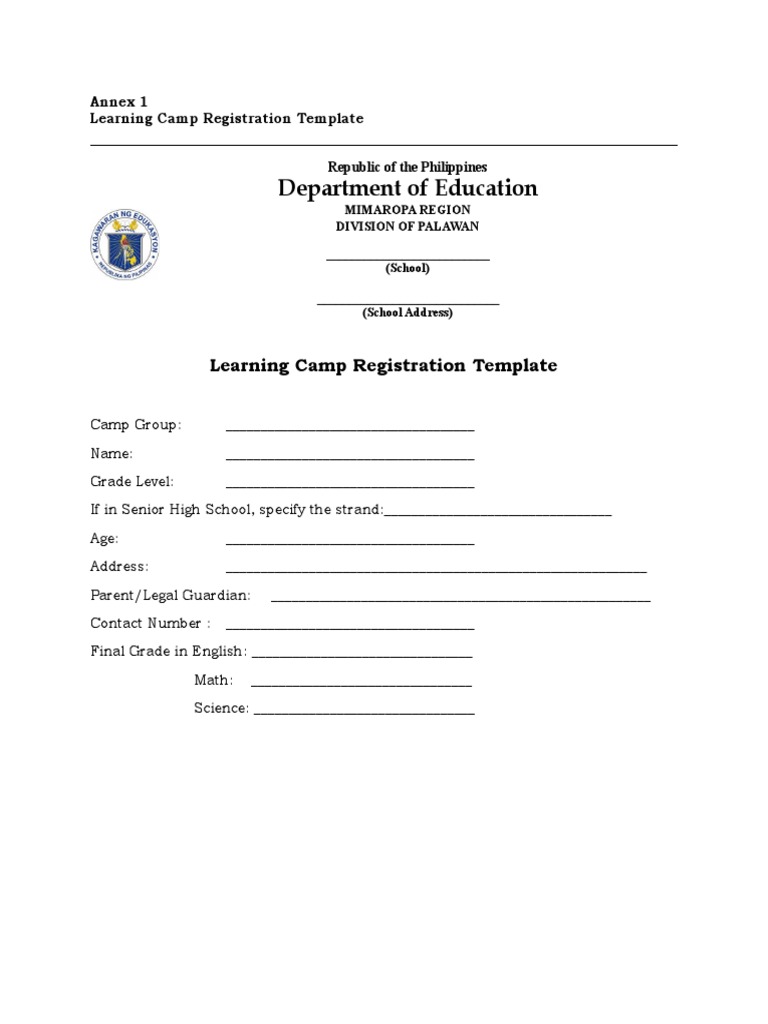 Learning Camp Registration & Consent Forms | PDF | Legal Guardian ...
