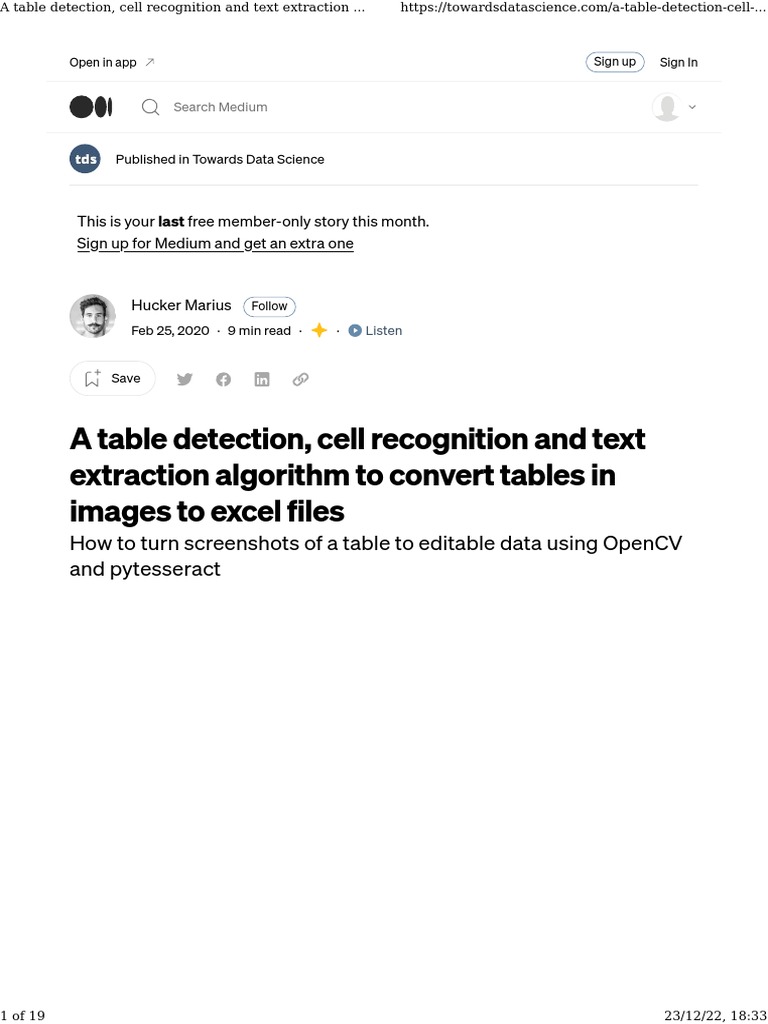 A Table Detection, Cell Recognition and Text Extraction Algorithm To Convert Tables in Images To ...